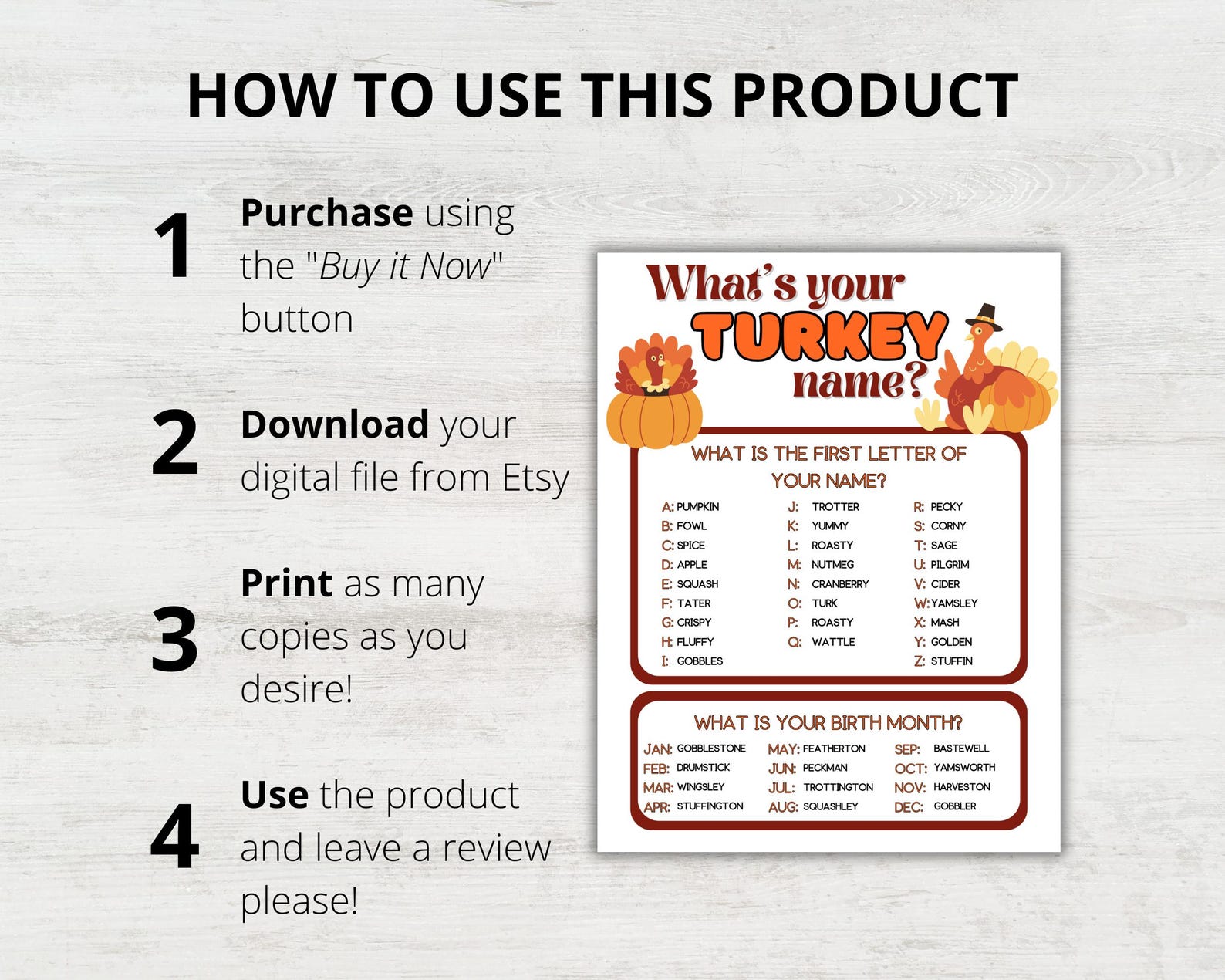 Turkey Name Game Printable, What's Your Turkey Name Game, Name ...