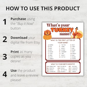 Turkey Name Game Printable, What's Your Turkey Name Game, Name ...
