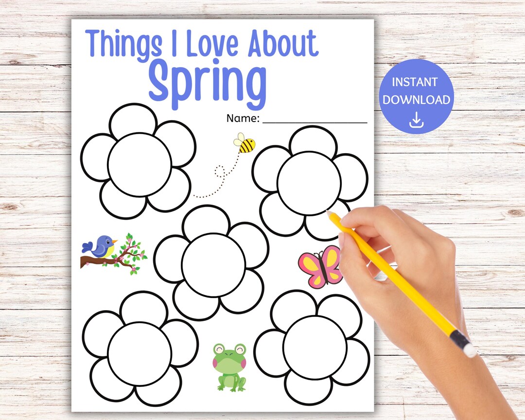 Things I Love Writing Activity, Spring Activity, Journal Prompt ...