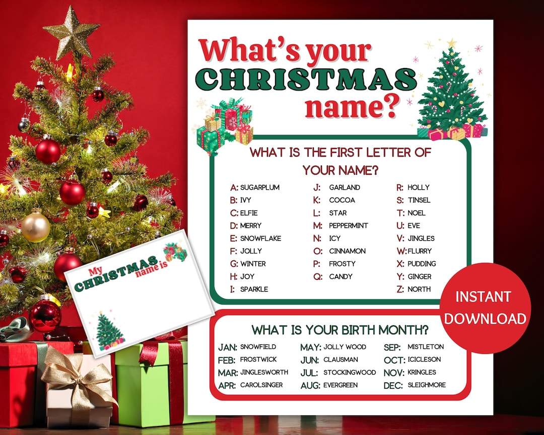 Christmas Name Game Printable, What's Your Christmas Name Game, Name ...