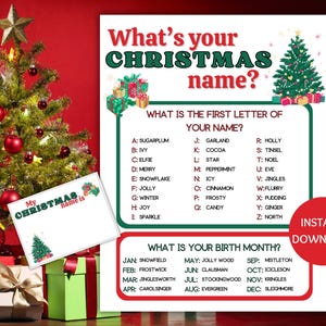 Christmas Name Game Printable, What's Your Christmas Name Game, Name ...