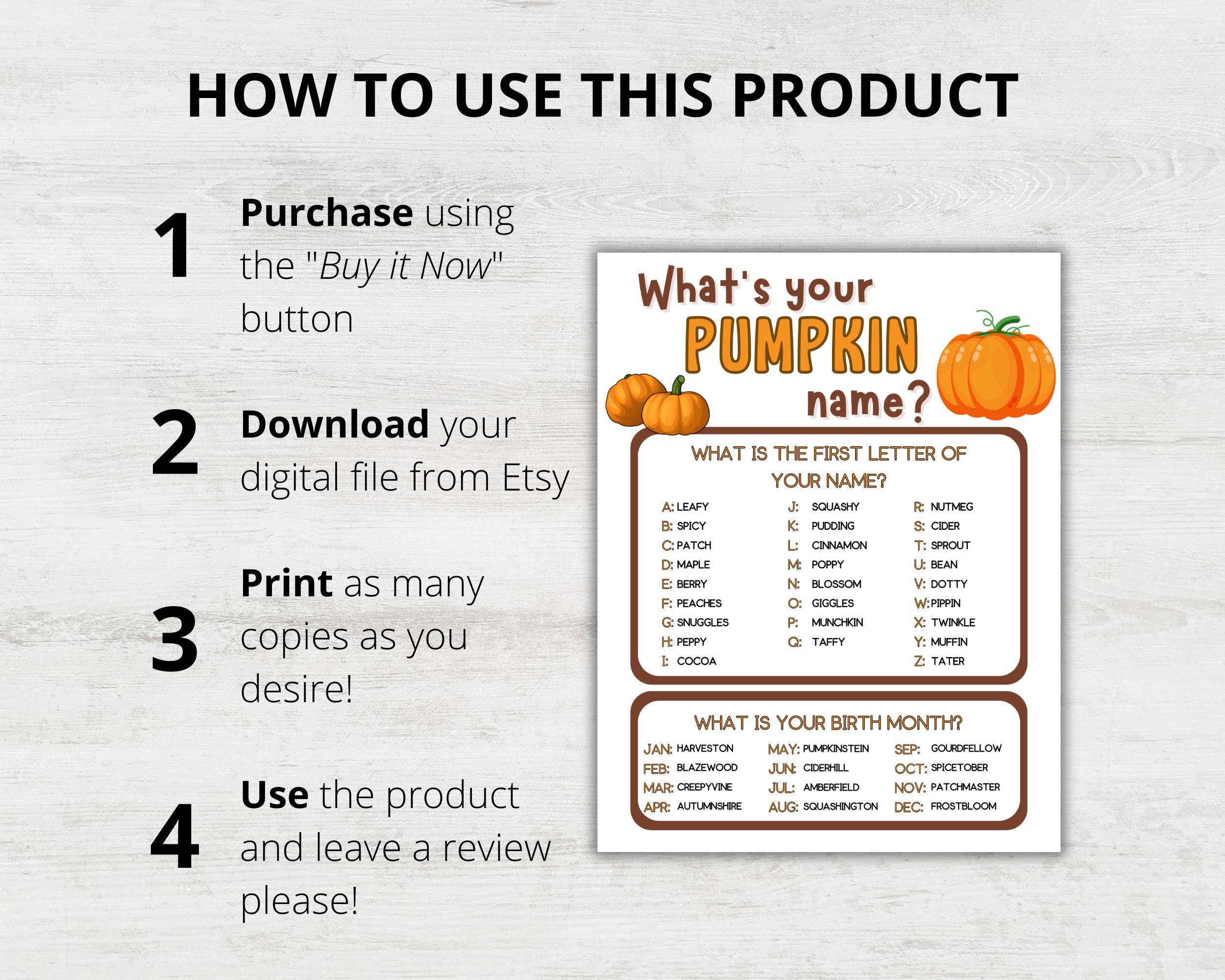 Pumpkin Name Game Printable, What's Your Pumpkin Name Game, Name ...