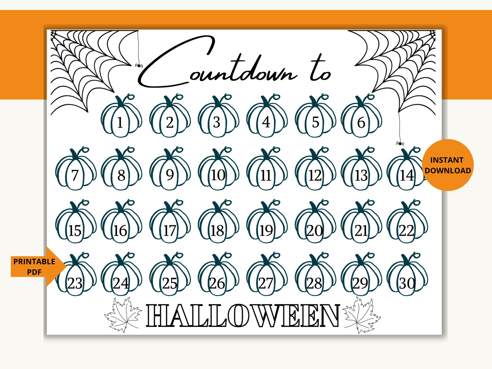Halloween Countdown Printable | Halloween Advent | Halloween Calendar ...