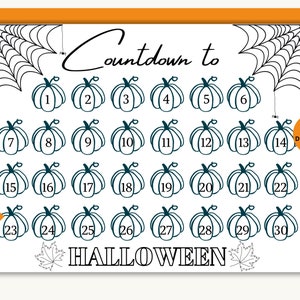 Halloween Countdown Printable | Halloween Advent | Halloween Calendar ...