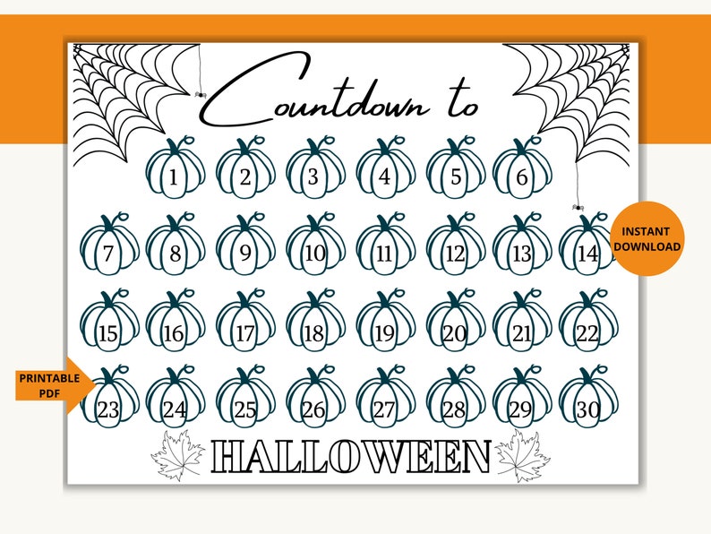 Halloween Countdown Printable | Halloween Advent | Halloween Calendar ...