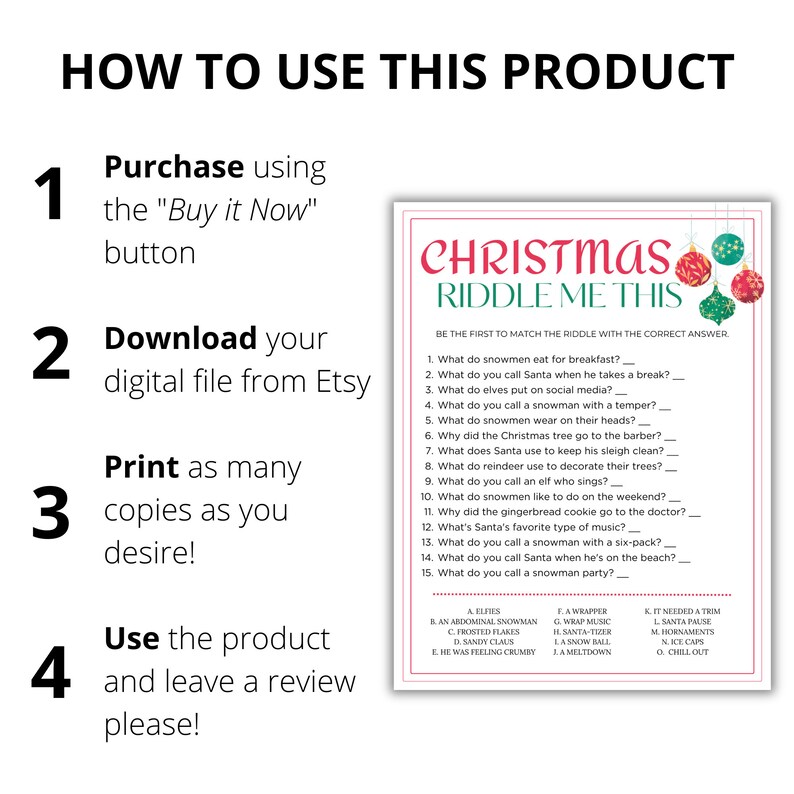 Christmas Riddle Me This Game, Christmas Riddles, Christmas Activities ...