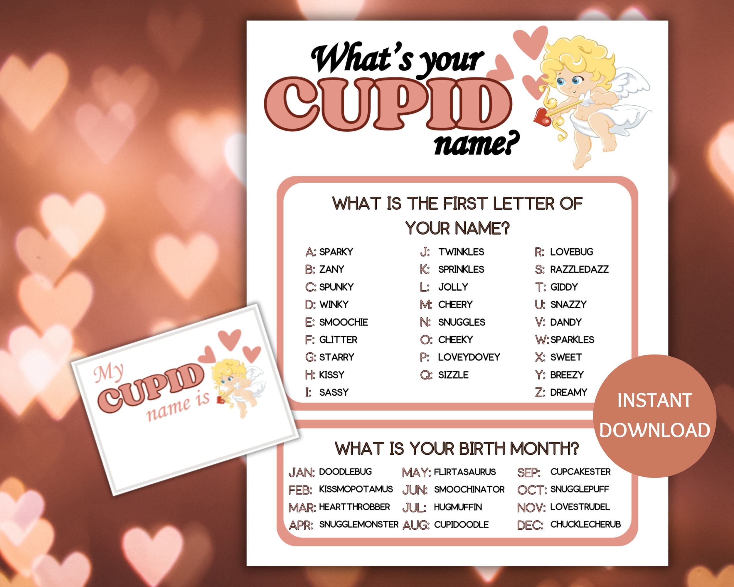 Cupid Name Game Printable, What's Your Cupid Name Game, Name Generator ...