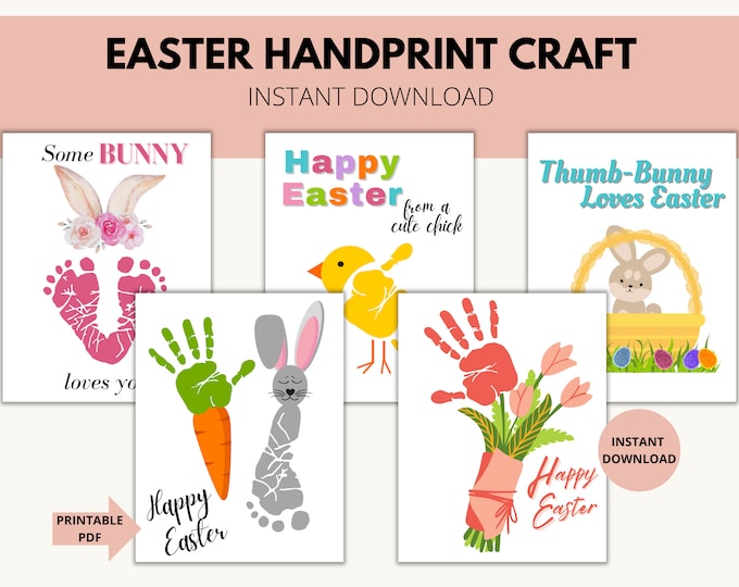 Personalized Easter Handprint Art, Custom Handprint Poster, Tulip ...