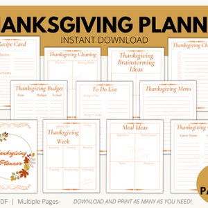 Thanksgiving Planner Printable, Holiday Planner, Holiday Meal Planner ...