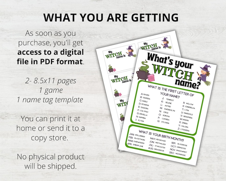 Witch Name Game Printable, What's Your Witch Name Game, Name Generator ...