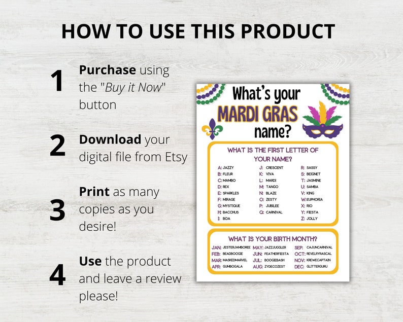 Mardi Gras Name Game Printable, What's Your Mardi Gras Name Game, Name ...