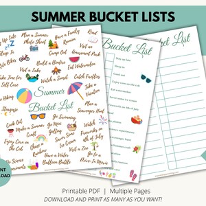Summer Bucket List Bundle Printable Kids Activities Family - Etsy