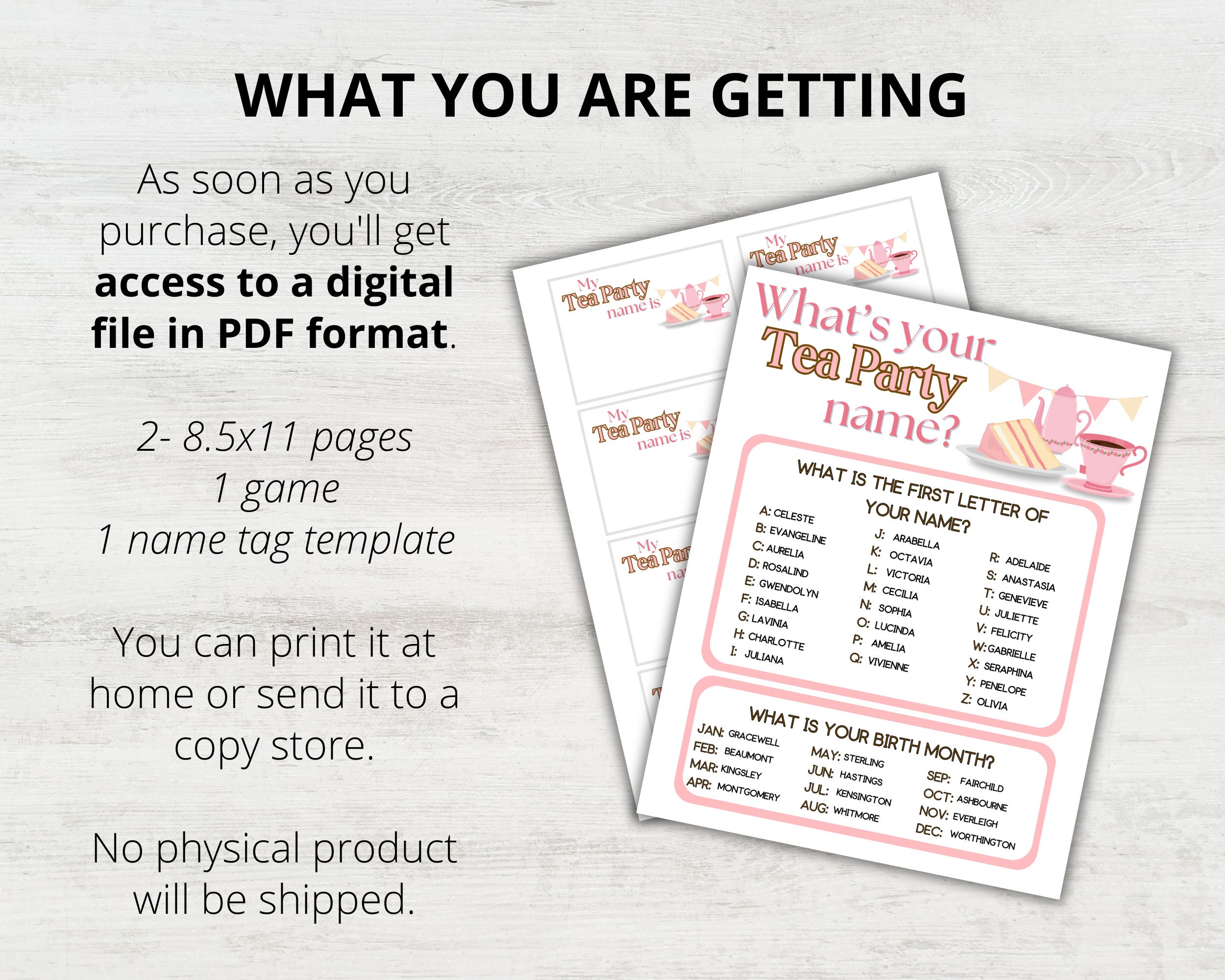 Tea Party Name Game Printable, What's Your Tea Party Name Game, Name ...