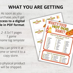 Hot Dog Name Game Printable, What's Your Hot Dog Name Game, Name ...