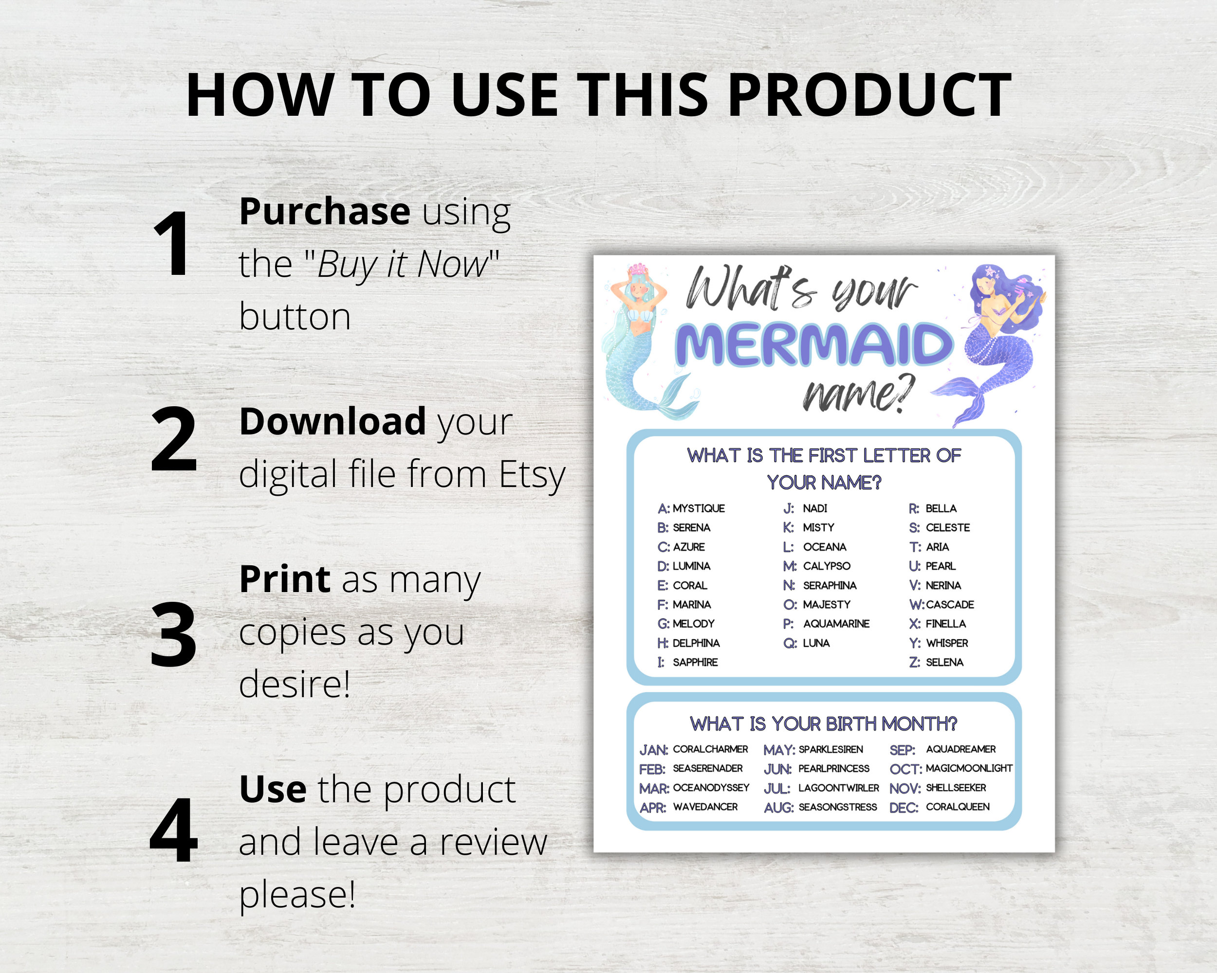 Mermaid Name Game Printable, What's Your Mermaid Name Game, Name ...