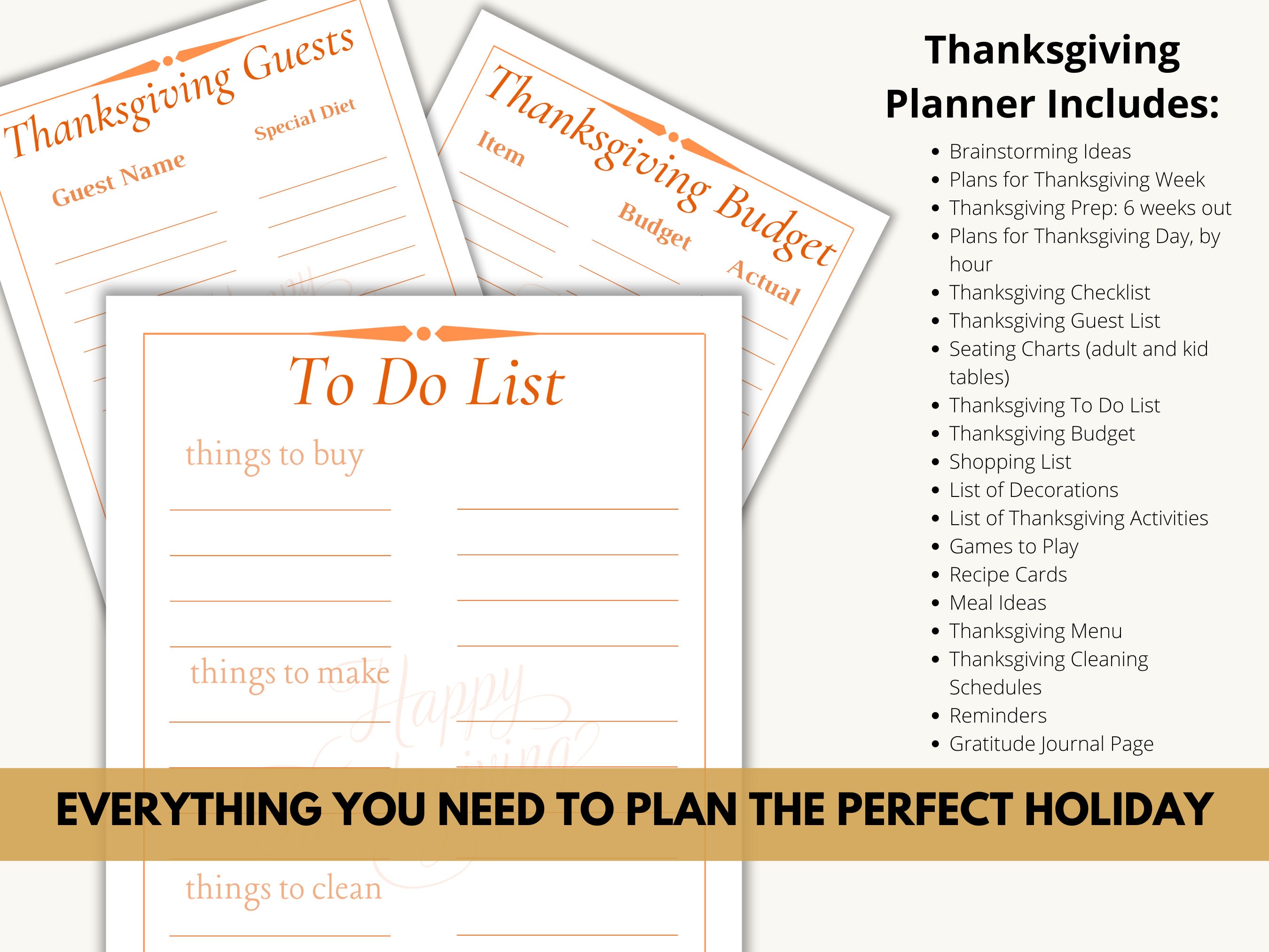 Thanksgiving Planner Printable, Holiday Planner, Holiday Meal Planner ...