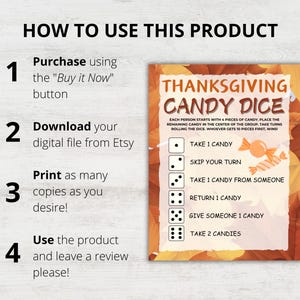 Thanksgiving Candy Dice Game for Kids, Thanksgiving Games, Thanksgiving ...