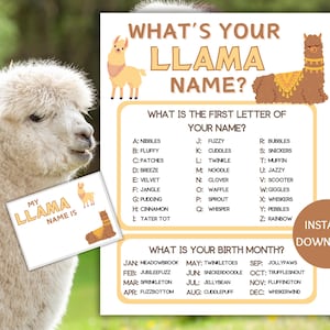 Llama Name Game Printable, What's Your Llama Name Game, Name Generator ...
