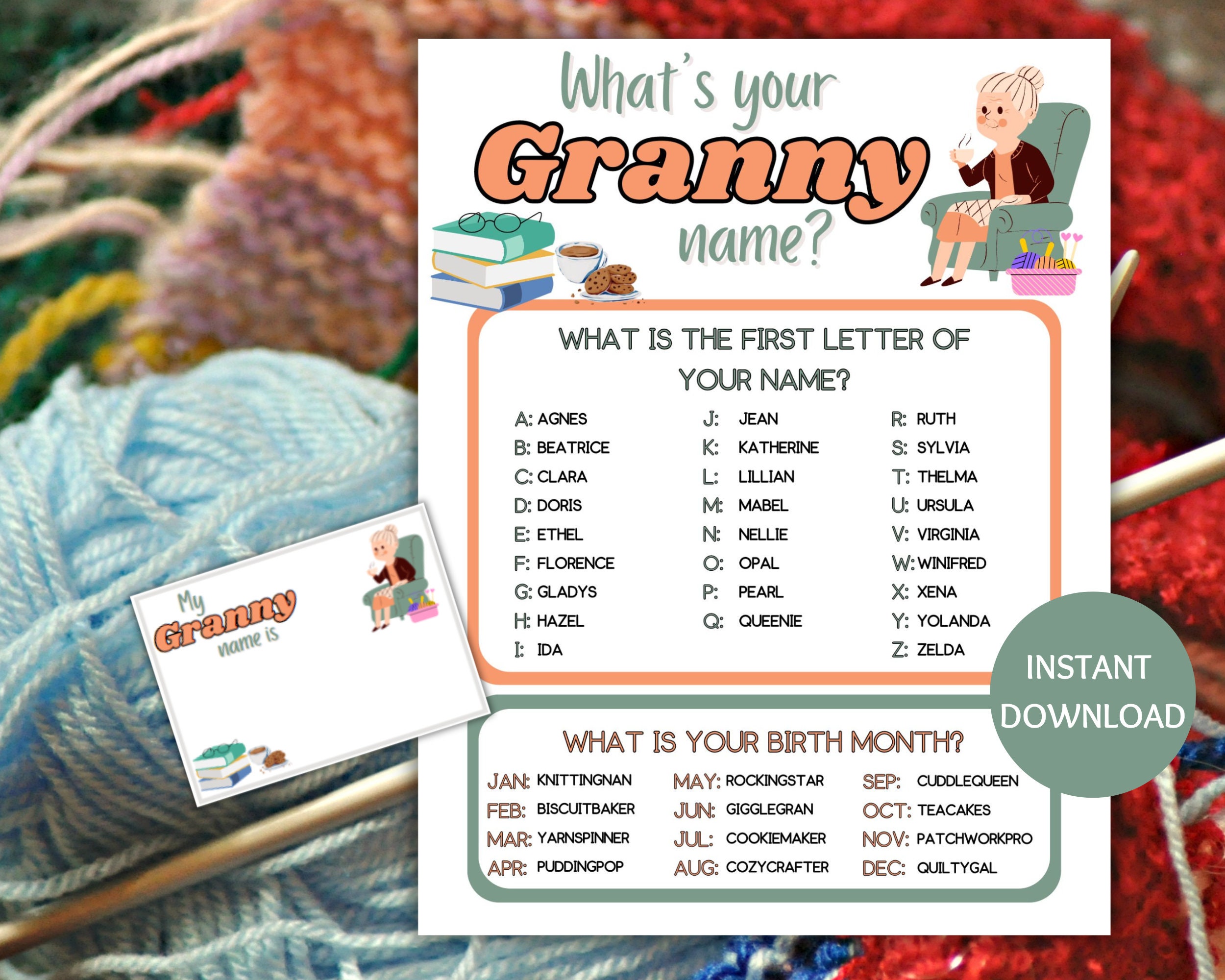 Granny Name Game Printable, What's Your Granny Name Game, Name ...
