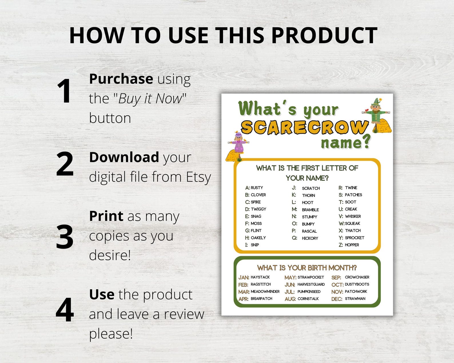 Scarecrow Name Game Printable, What's Your Scarecrow Name Game, Name ...