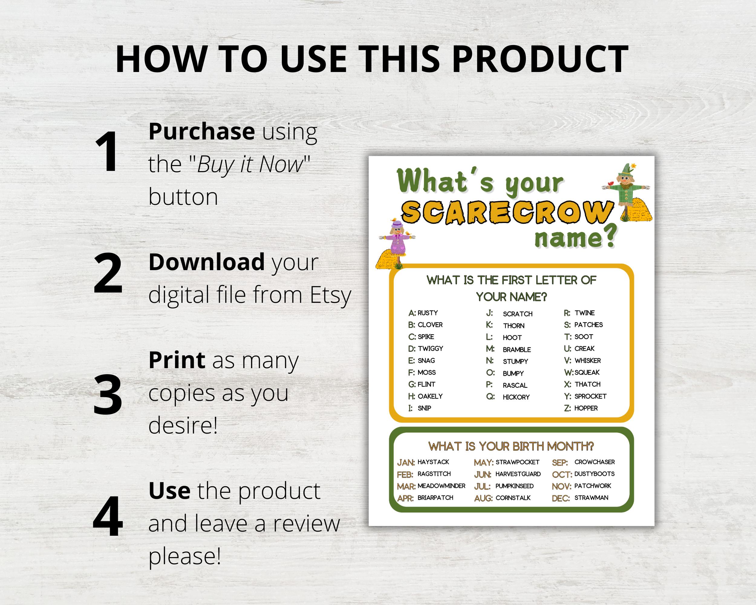 Scarecrow Name Game Printable, What's Your Scarecrow Name Game, Name ...