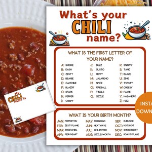 Chili Name Game Printable, What's Your Chili Name Game, Name Generator ...