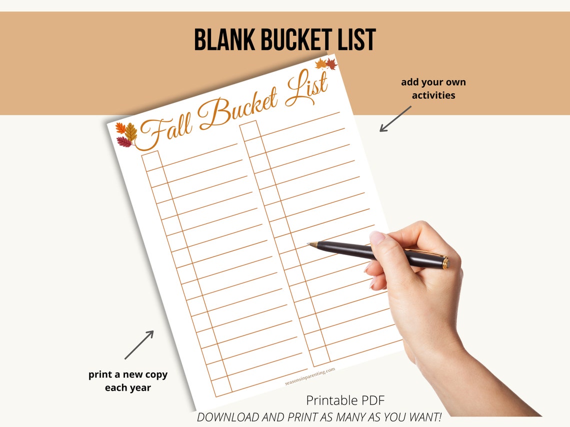 Fall Bucket List Bundle Printable Kids Activities Family - Etsy