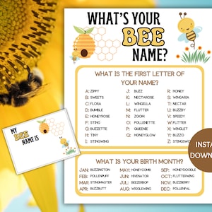 Bee Name Game Printable, What's Your Bee Name Game, Name Generator Game ...