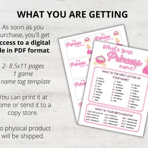 Princess Name Game Printable, What's Your Princess Name Game, Name ...
