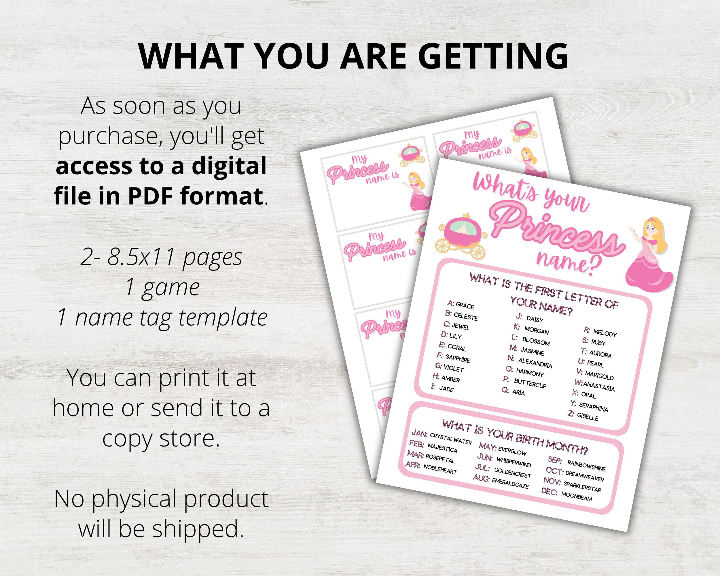 Princess Name Game Printable, What's Your Princess Name Game, Name ...