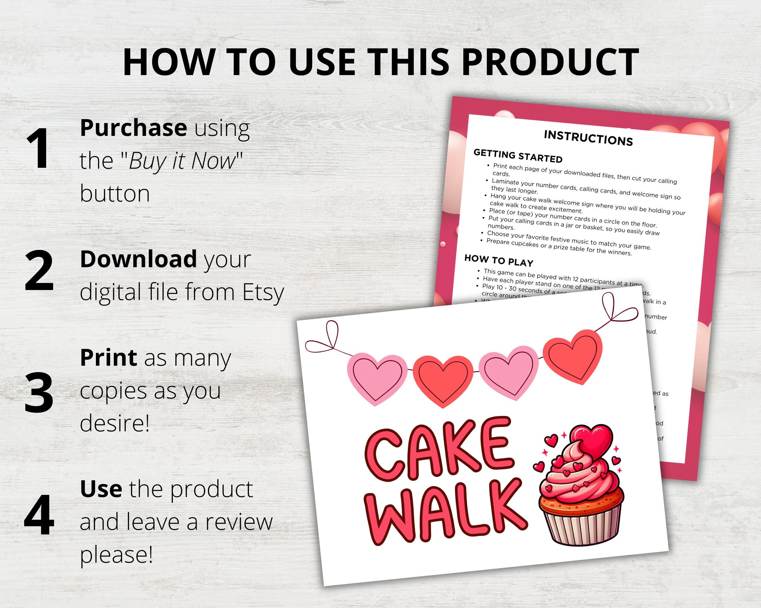 Valentine's Day Cake Walk Numbers, Cake Walk Game, Cake Walk Signs ...