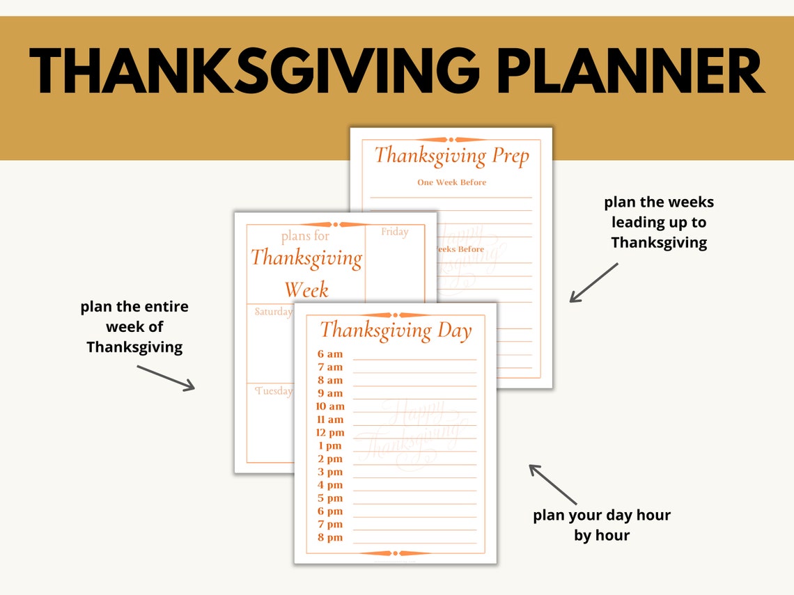 Thanksgiving Planner Printable, Holiday Planner, Holiday Meal Planner ...