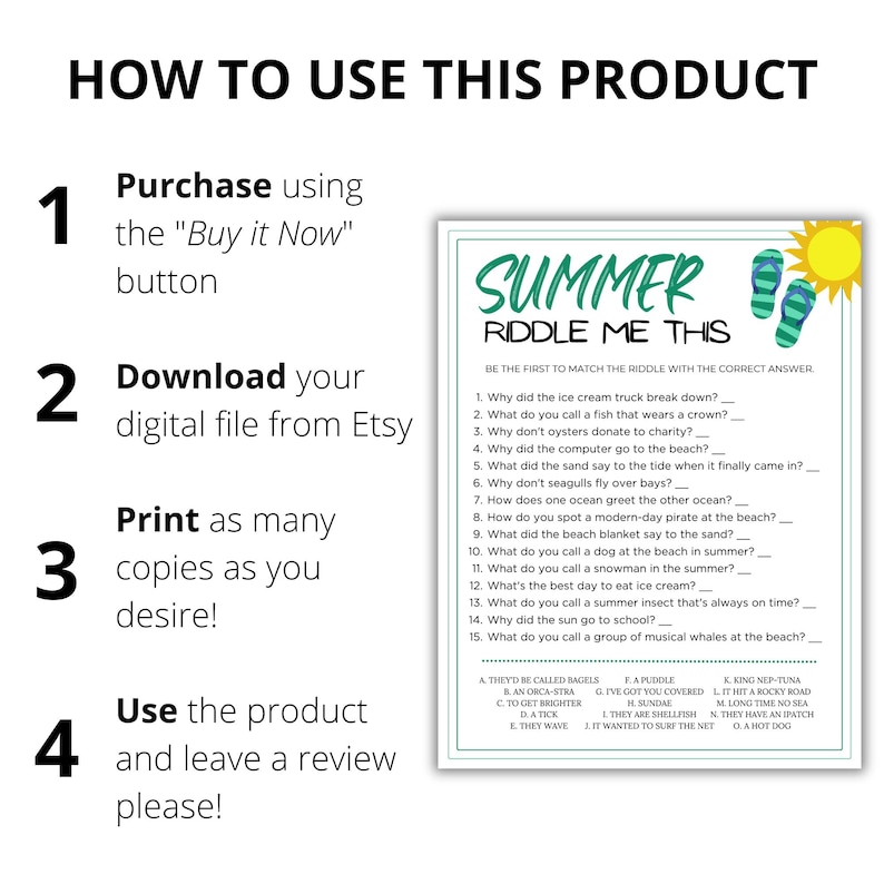 Summer Riddle Me This Game, Summer Riddles, Summer Activities, Summer ...