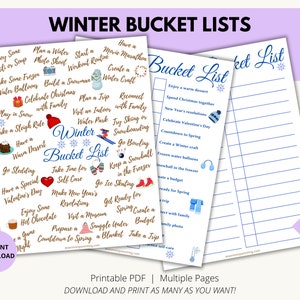 Seasonal Bucket List Bundle Bucket Lists for Fall Winter - Etsy