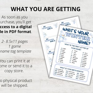 Winter Name Game Printable, What's Your Winter Name Game, Name ...