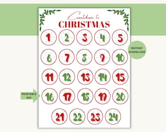 Christmas Countdown Printable | Printable Advent Calendar for Kids ...