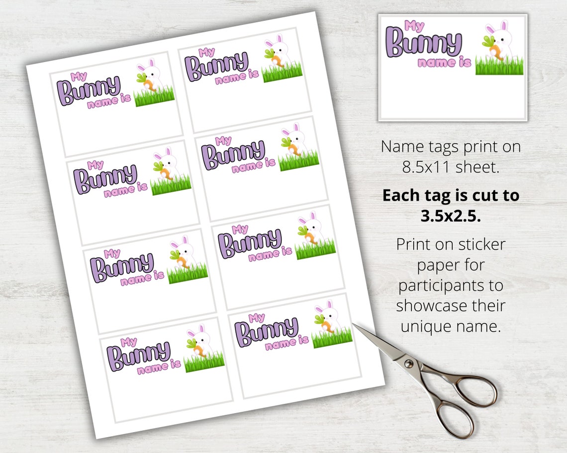 Bunny Name Game Printable, What's Your Bunny Name Game, Name Generator ...