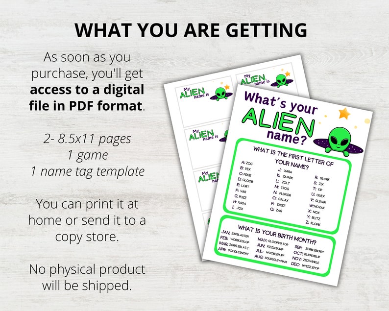 Alien Name Game Printable, What's Your Alien Name Game, Name Generator ...