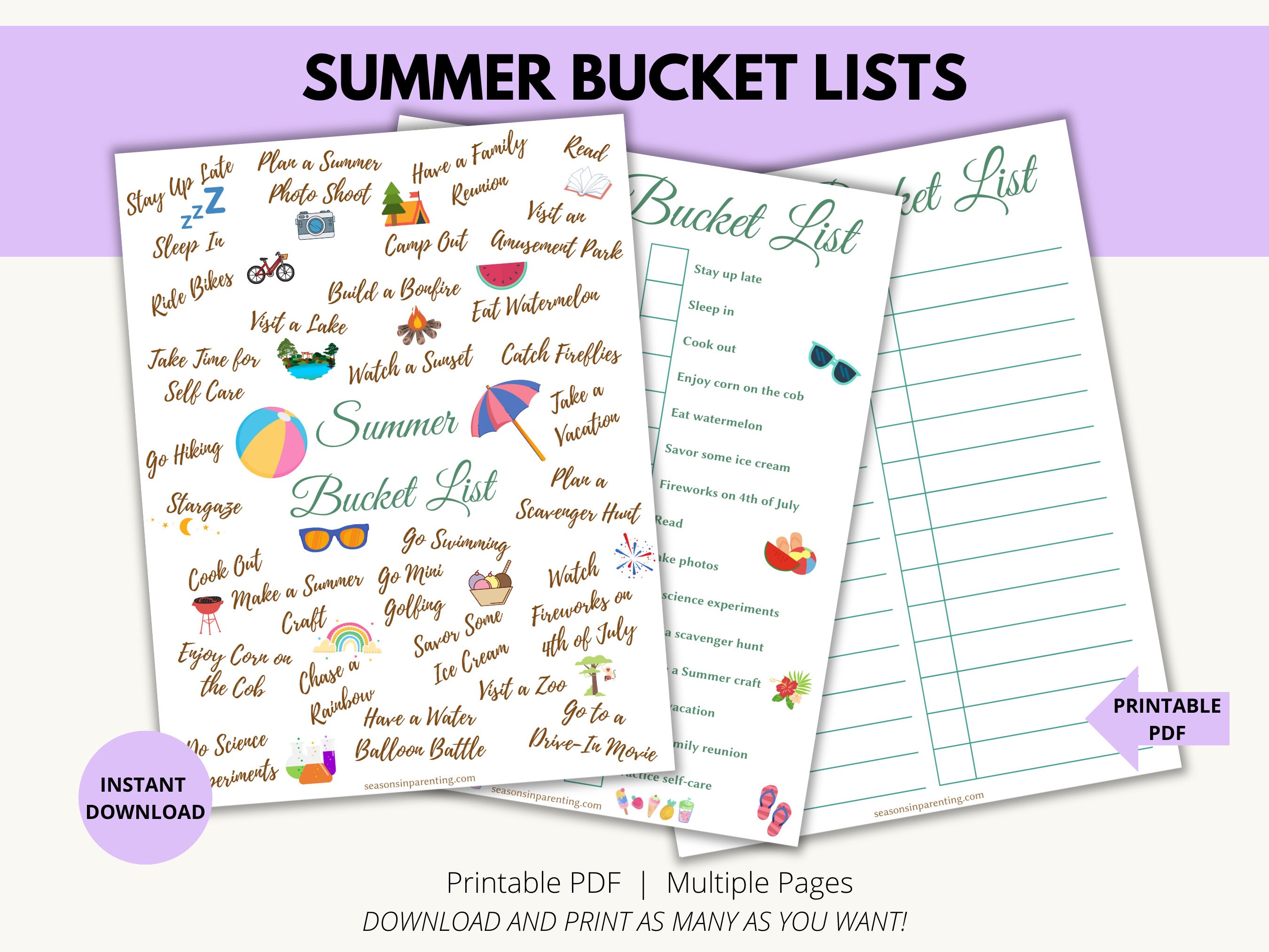 Seasonal Bucket List Bundle Bucket Lists for Fall Winter - Etsy