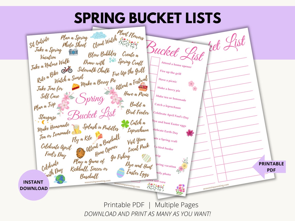 Seasonal Bucket List Bundle Bucket Lists for Fall Winter - Etsy