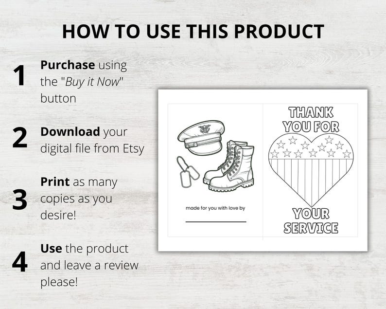 Veteran's Day Color in Card, Coloring Card, Veteran's Day Craft, Color ...