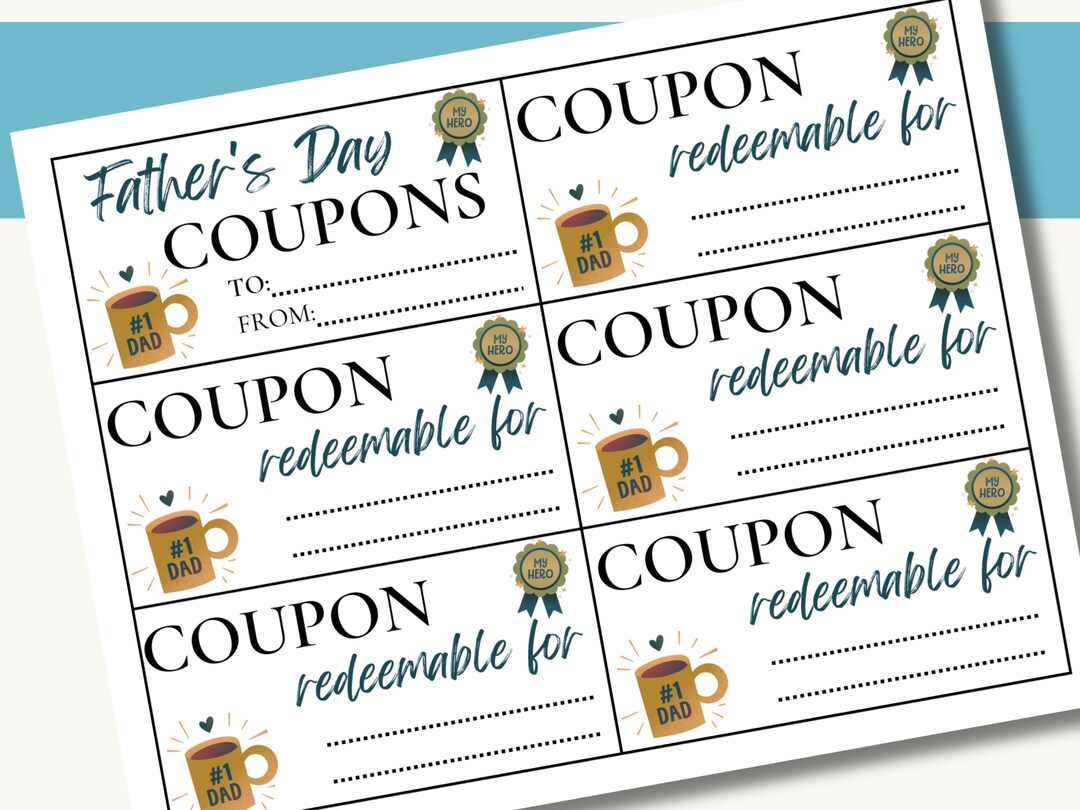Father's Day Coupons, Coupon Book, 1st Fathers Day Gift, Coupons for ...