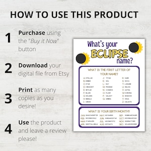 Eclipse Name Game Printable, What's Your Eclipse Name Game, Name ...