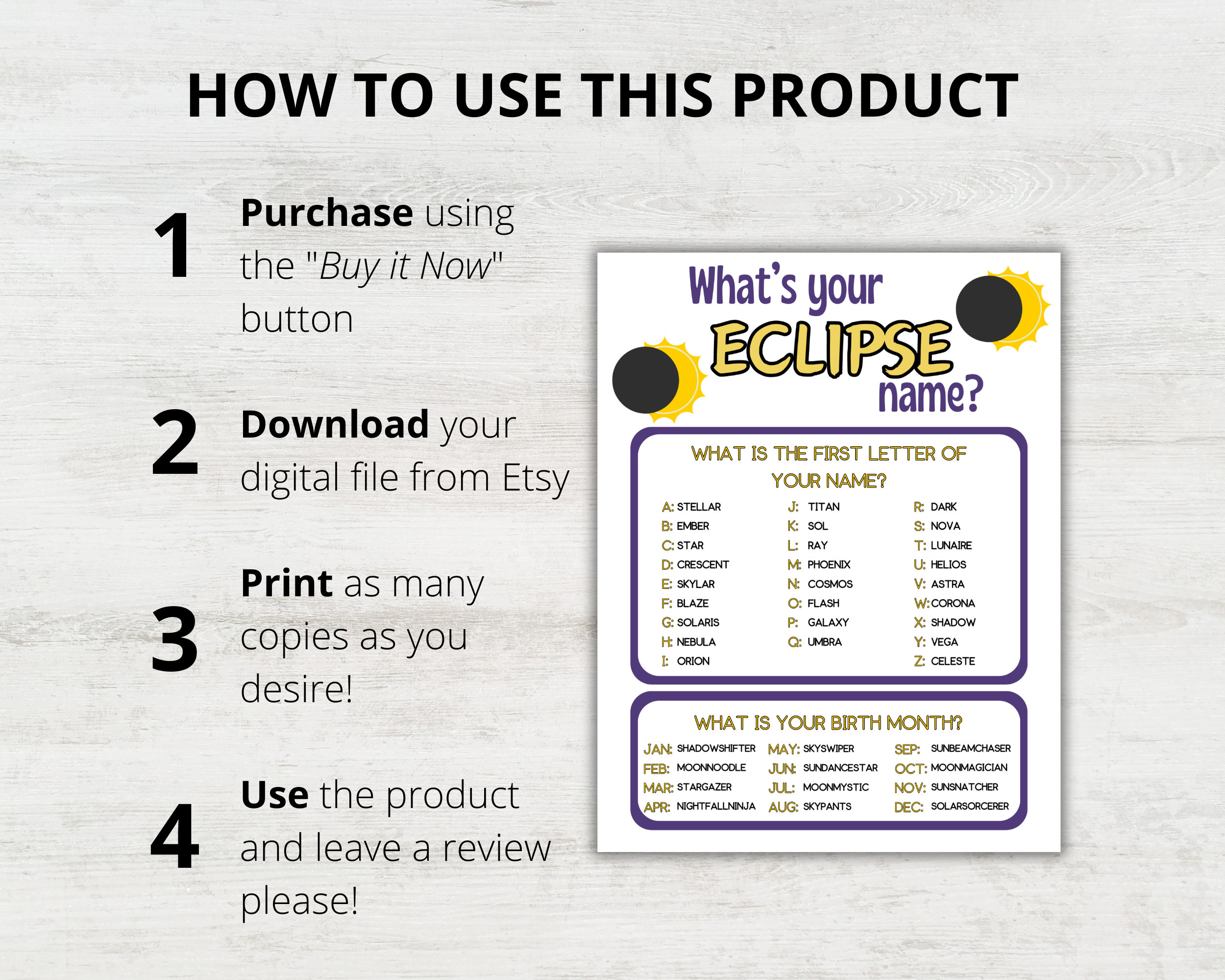 Eclipse Name Game Printable, What's Your Eclipse Name Game, Name ...