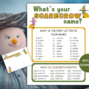 Scarecrow Name Game Printable, What's Your Scarecrow Name Game, Name ...