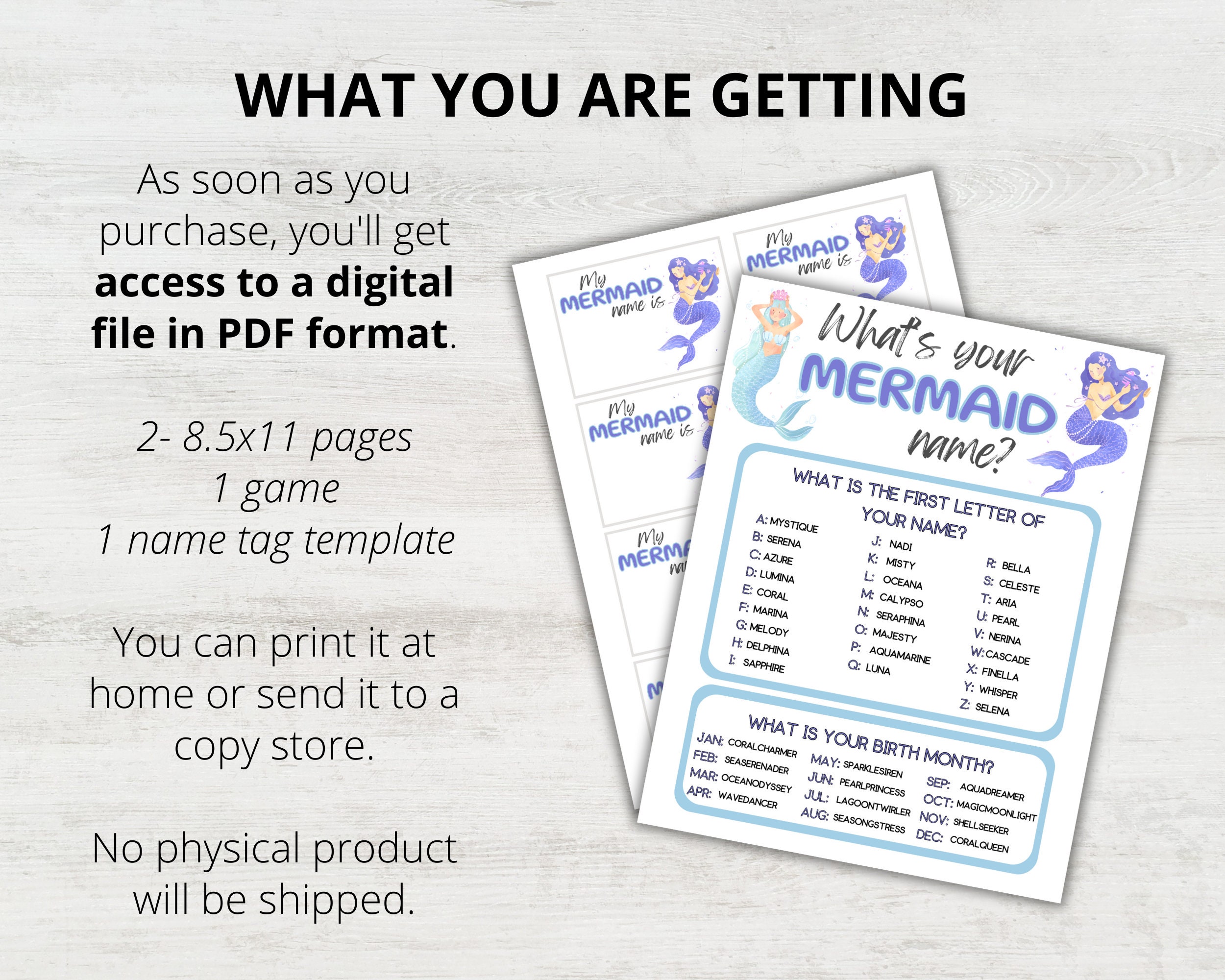 Mermaid Name Game Printable, What's Your Mermaid Name Game, Name ...