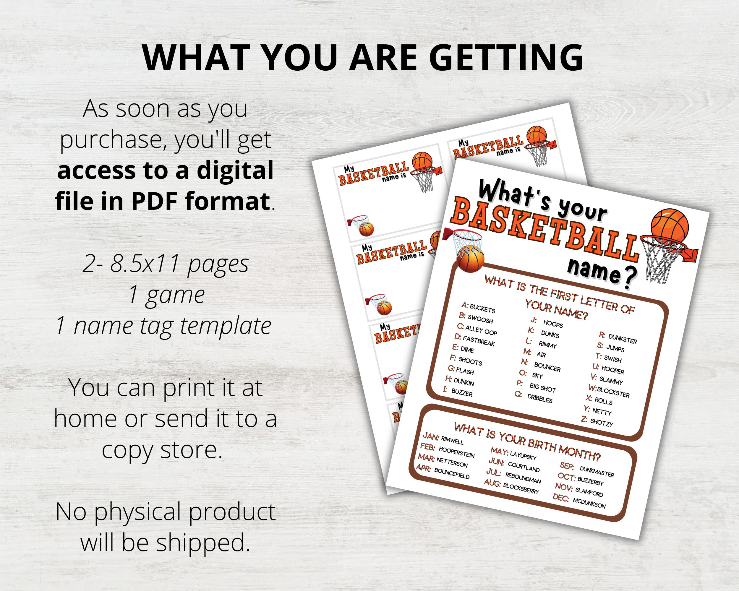 Basketball Name Game Printable, What's Your Basketball Name Game, Name ...