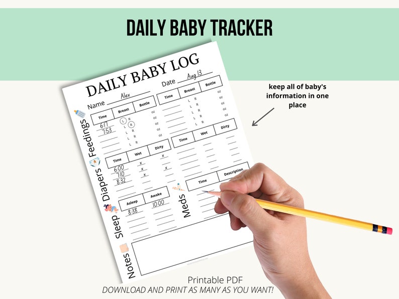 Baby Care Tracker, Newborn Tracker Report, Daily Baby Log, Caregiver ...