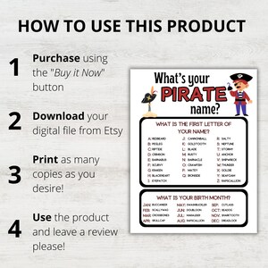 Pirate Name Game Printable, What's Your Pirate Name Game, Name ...