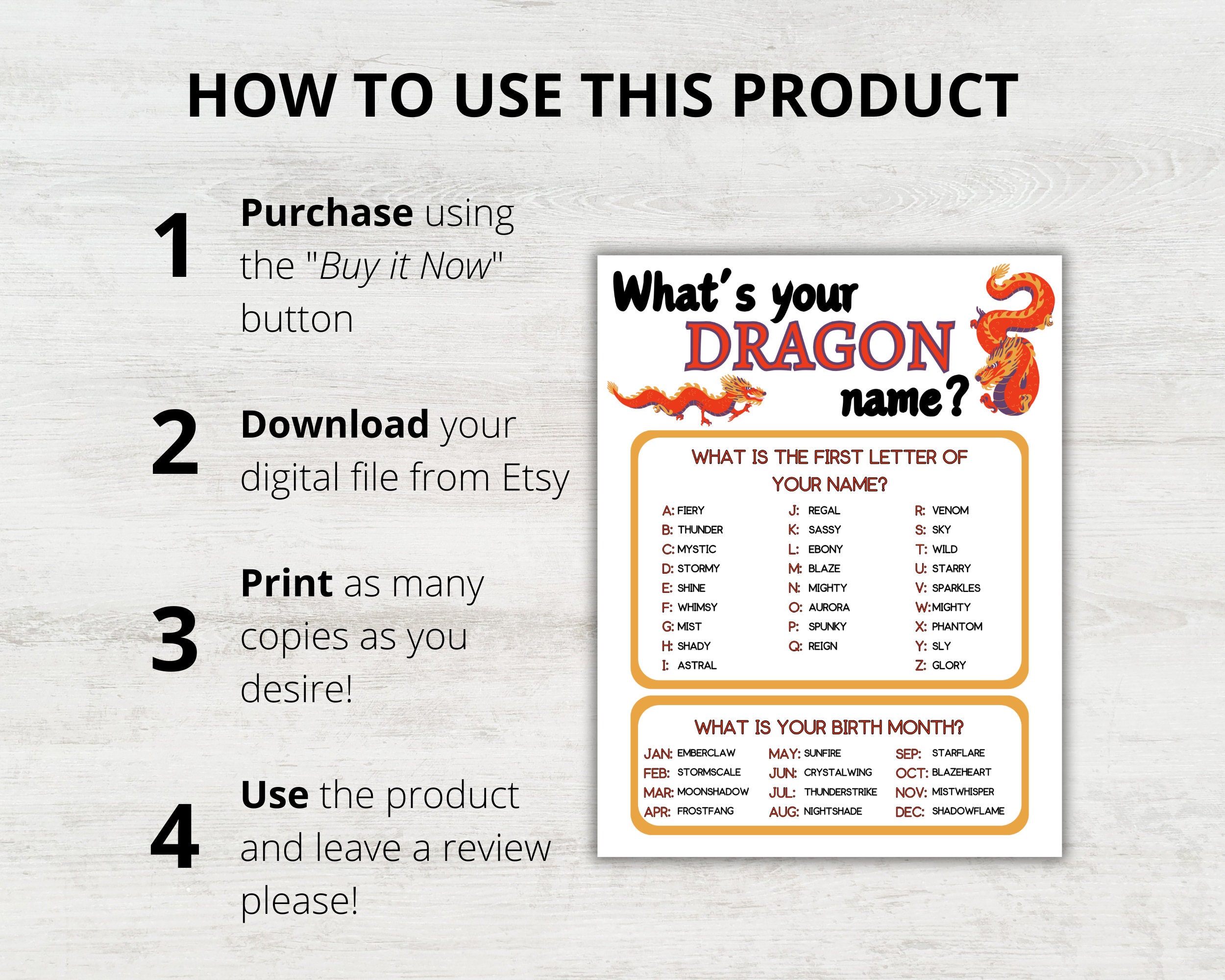 Dragon Name Game Printable, What's Your Dragon Name Game, Name ...